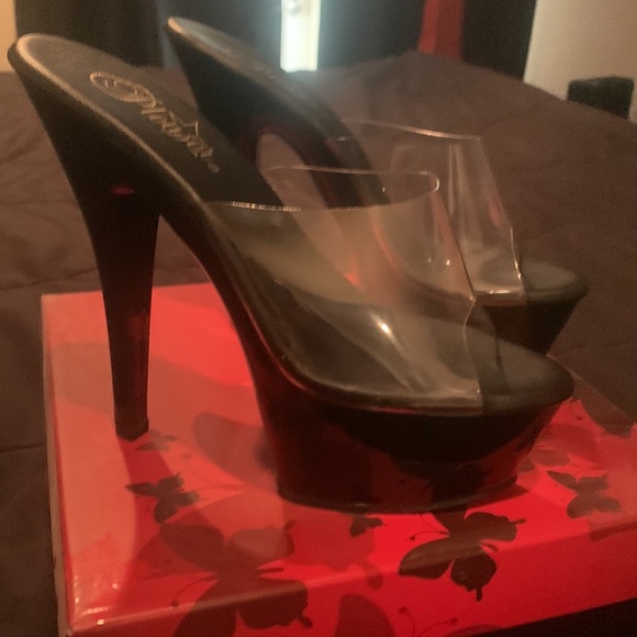 Pleaser | Shoes | Pleaser Brand 6 Black And Clear Heels Brand New Never ...
